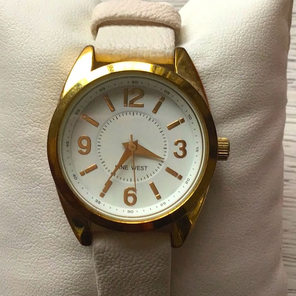 Nine West | Accessories | White Leather Strap Watch | Poshmark